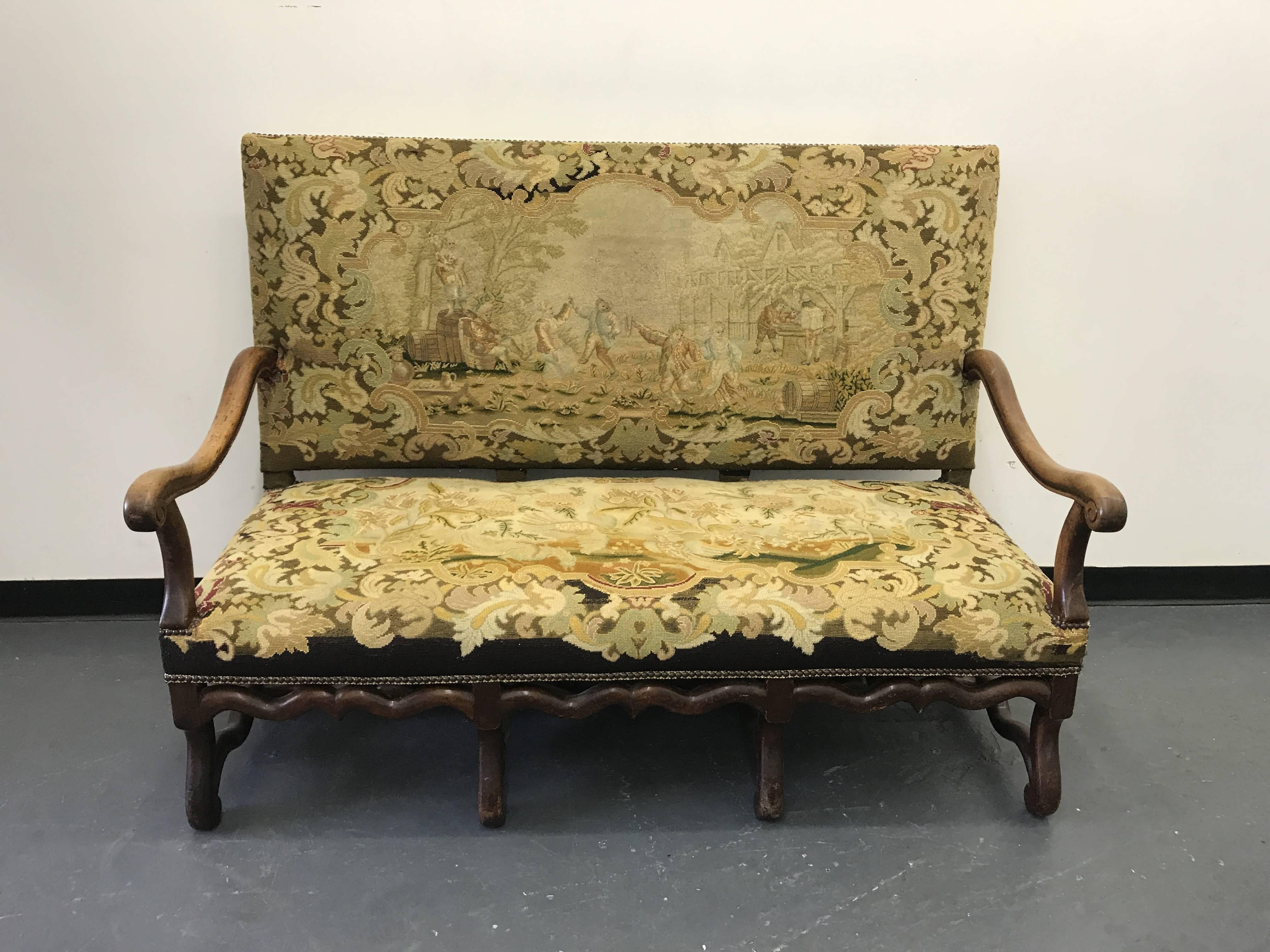 Antique 19th Century French Needlepoint and Petit Point Sofa Loveseat ...