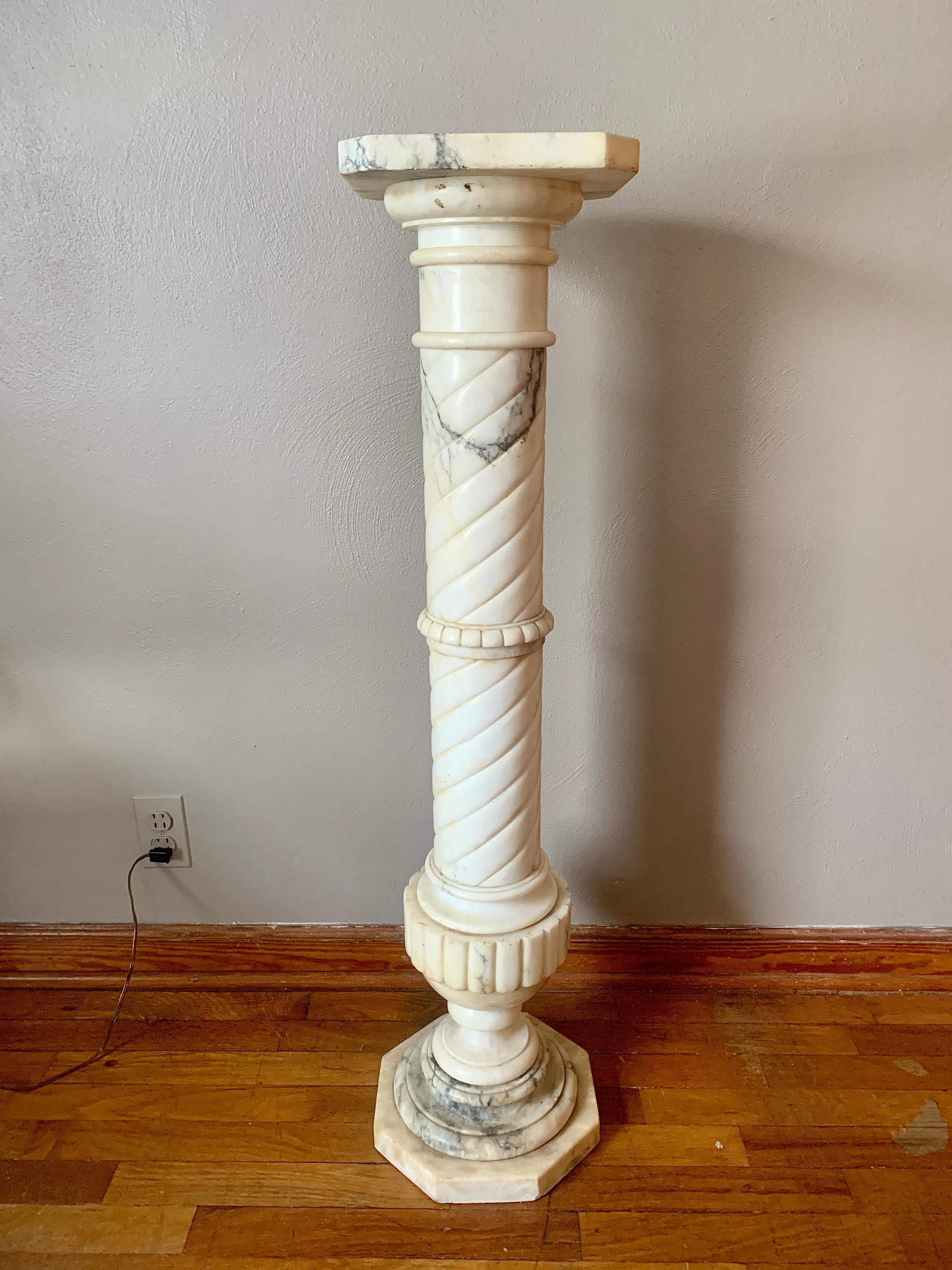 Antique 19th Century Neoclassical Italian Marble Pedestal at 1stDibs