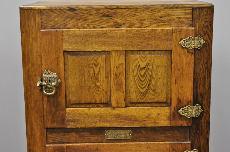 Antique 19th Century Oak Wood Two Door Ice Box Freezer Fridge by ...
