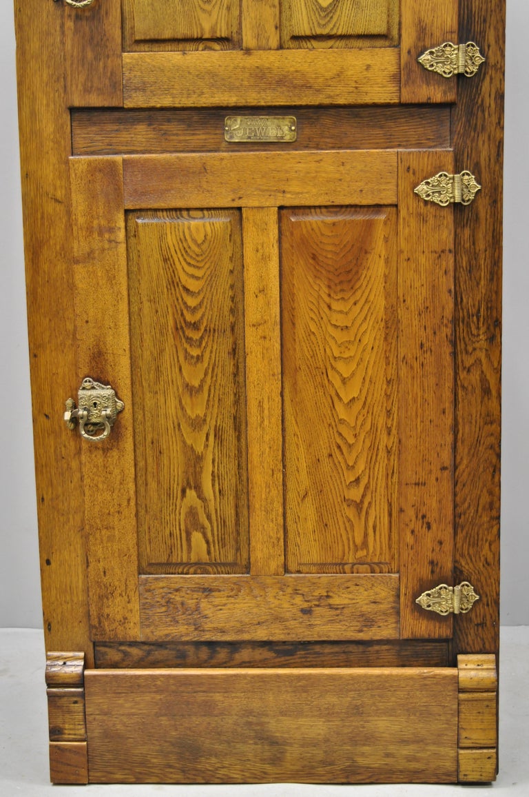 Antique 19th Century Oak Wood Two Door Ice Box Freezer Fridge by ...