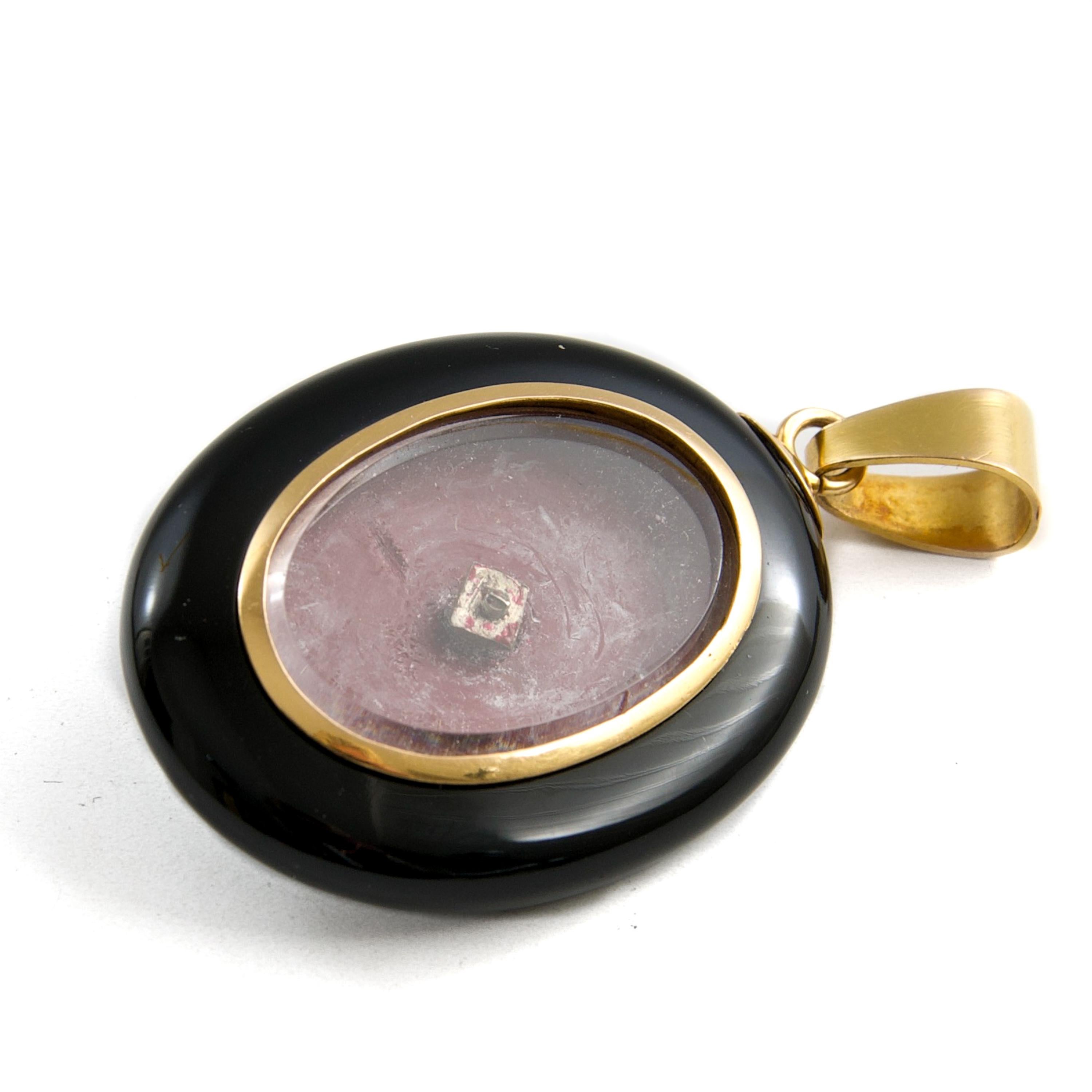 Antique 19th Century Onyx and Diamond Mourning Locket Pendant For Sale ...