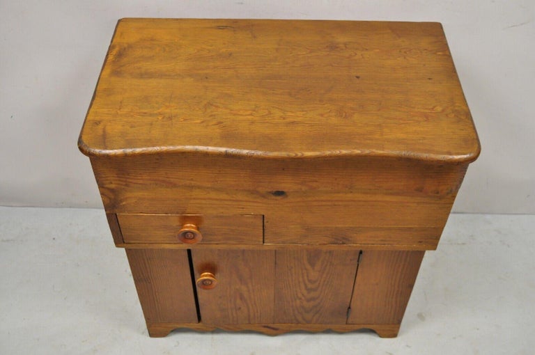 Antique 19th Century Primitive Colonial Pine Wood Flip Top Washstand ...