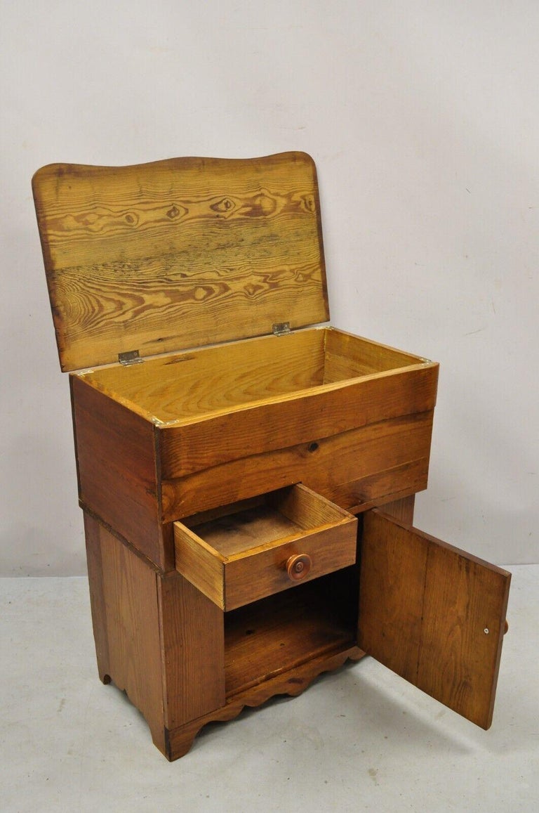 Antique 19th Century Primitive Colonial Pine Wood Flip Top Washstand ...