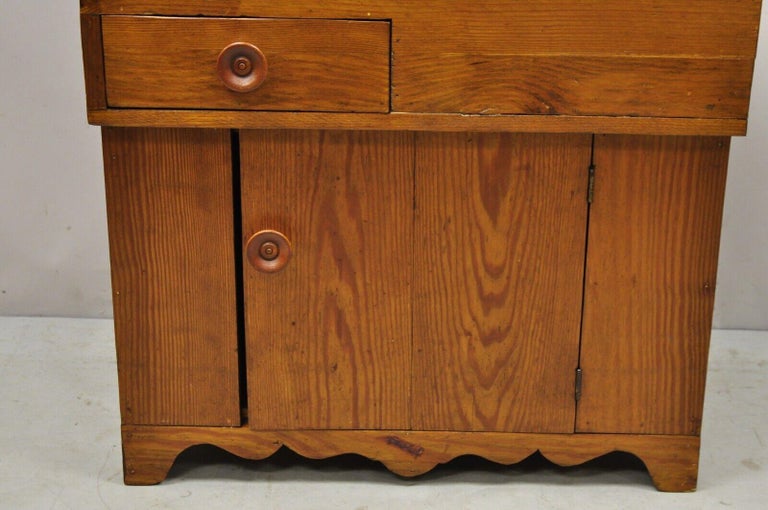 Antique 19th Century Primitive Colonial Pine Wood Flip Top Washstand ...