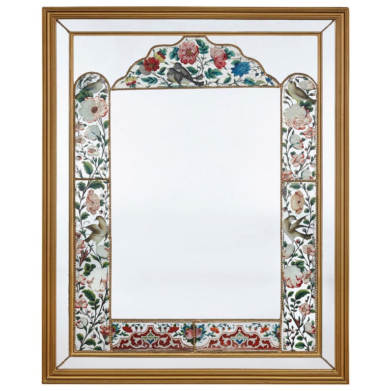 Antique 19th Century Reverse Painted Glass Mirror at 1stDibs | mirror ...