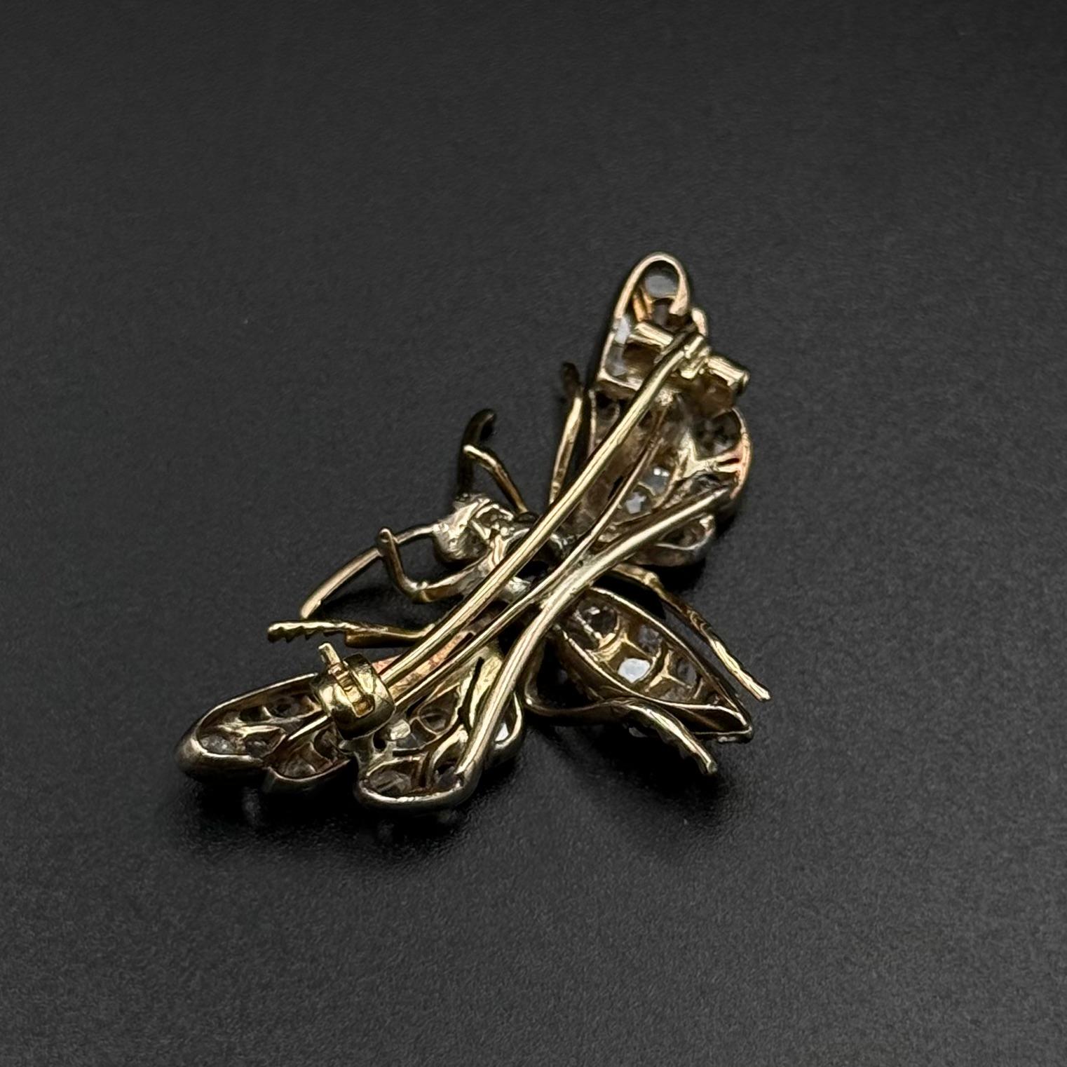 Antique 19th Century Sapphire Ruby Diamond Bee Insect Animal Brooch ...