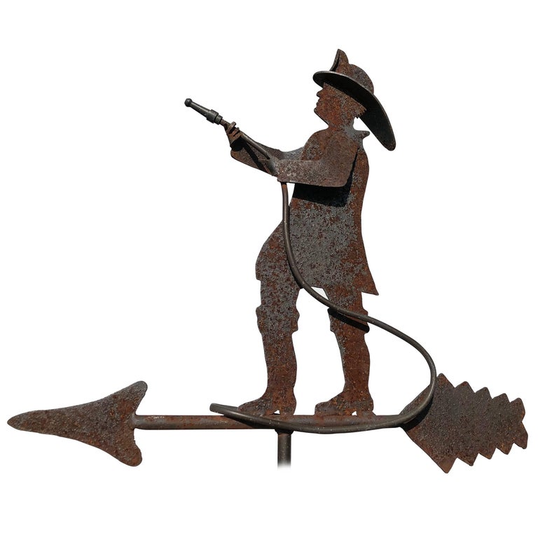 Antique 19th Century Sheet Iron Metal Weathervane Fireman Great Detail ...
