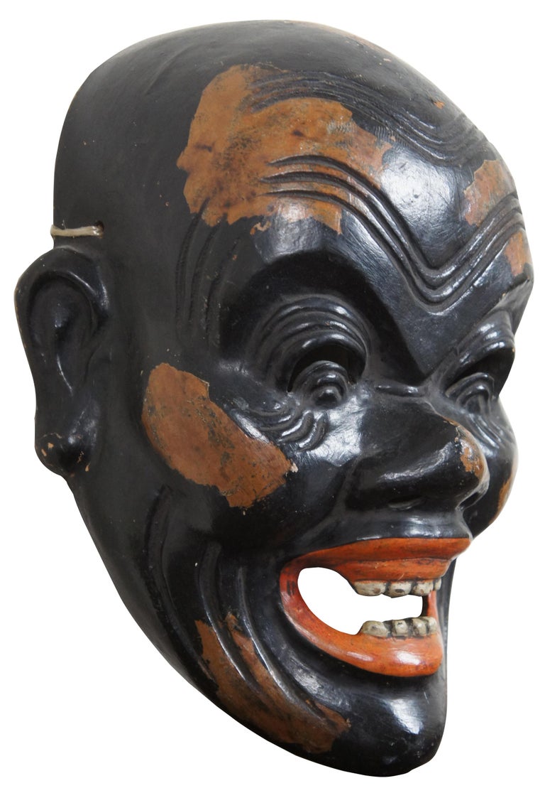 Antique 19th Century Signed Japanese Shinto Laughing Man Noh Theater ...