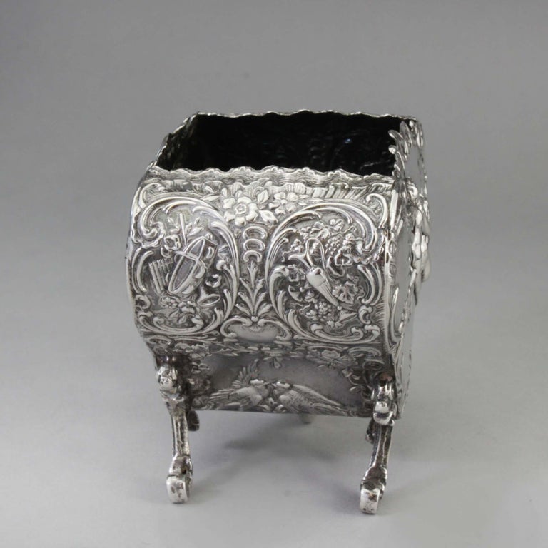 Antique 19th Century Silver Barrow Cellar with Cherubs For Sale at 1stDibs