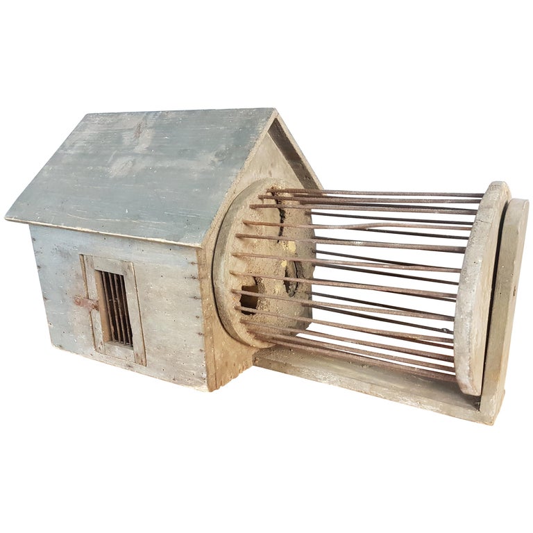 Antique 19th Century Squirrel Cage in Original Paint For Sale at 1stDibs