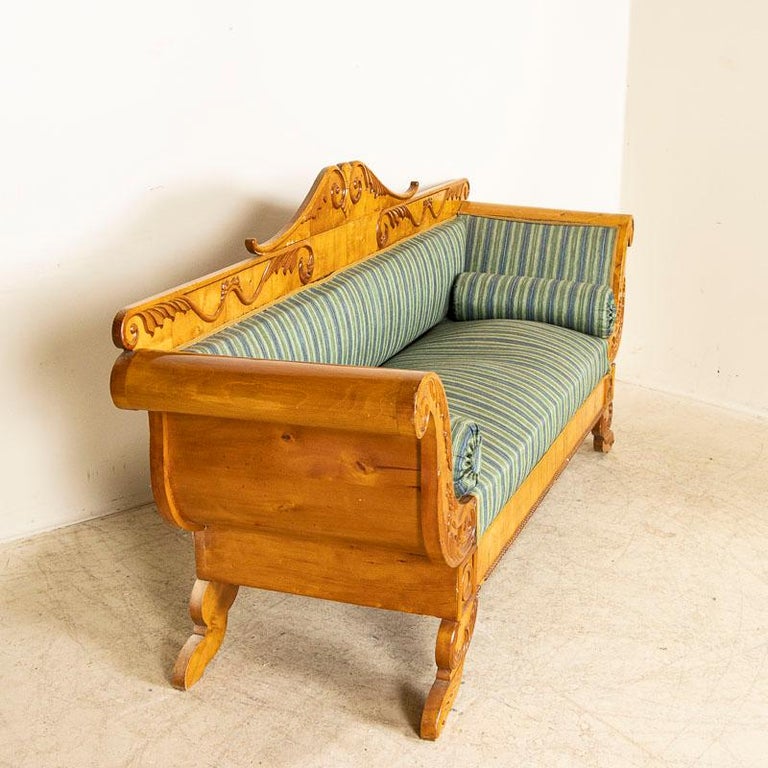 Antique 19th Century Swedish Biedermeier Yellow Birch Sofa Settee For ...