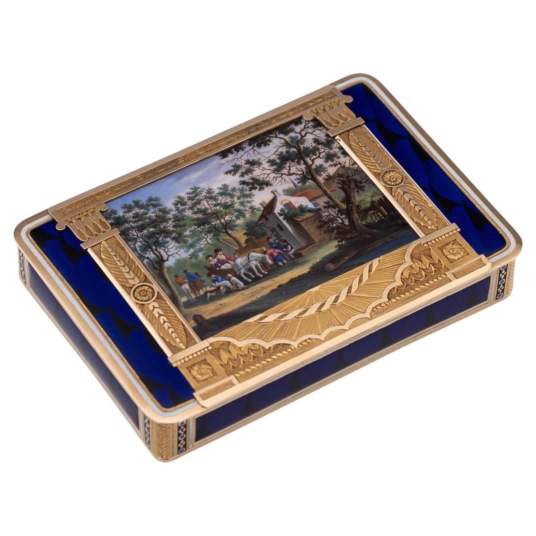 Antique 19th Century German 18K Gold and Enamel Snuff Box, Hanau c.1800 ...