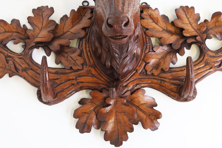 Antique 19th Century Swiss Black Forest Stag Coat Rack / Hat Rack ...