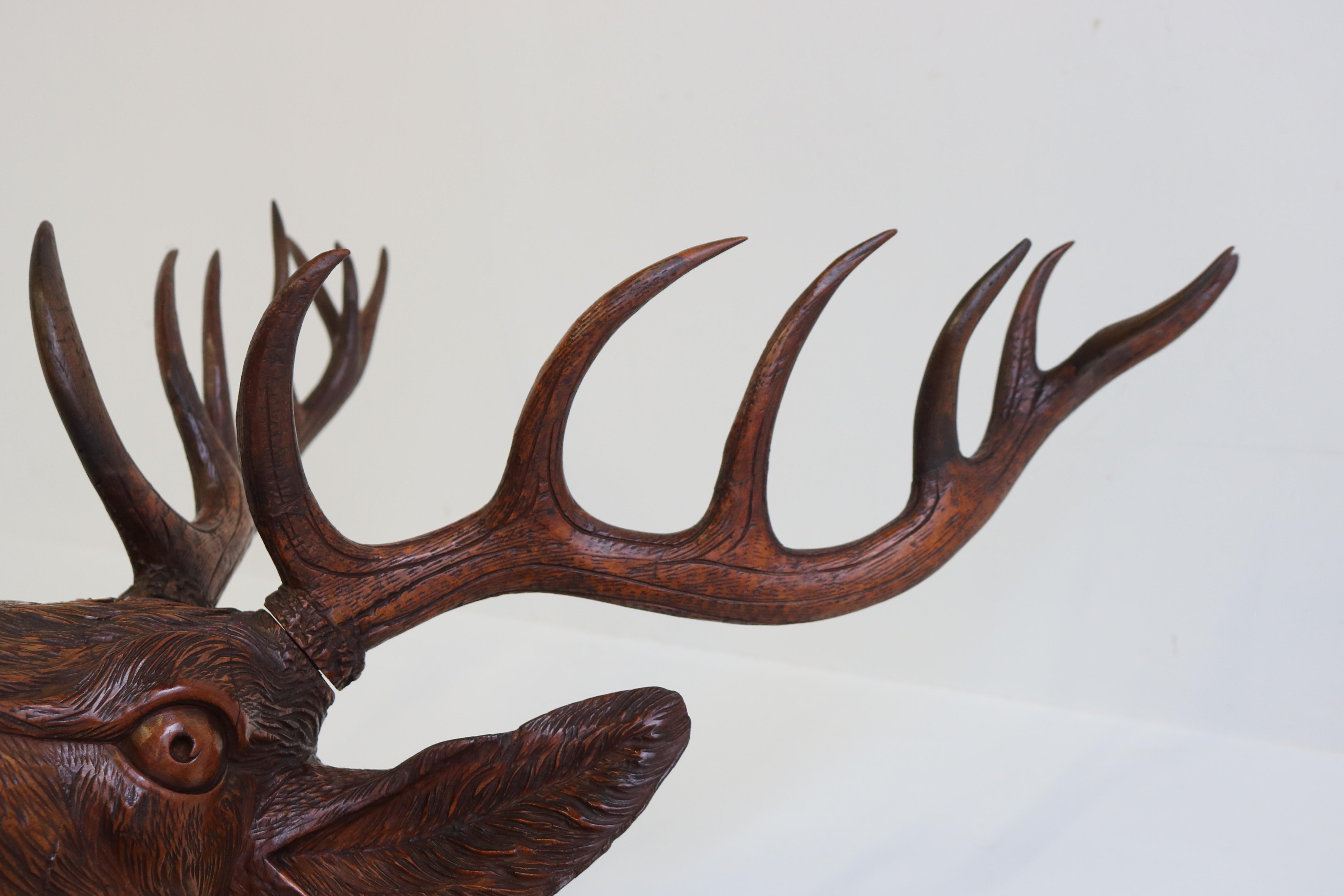 Antique 19th Century Swiss Black Forest Stag Coat Rack / Hat Rack ...