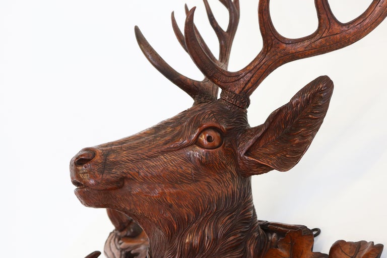 Antique 19th Century Swiss Black Forest Stag Coat Rack / Hat Rack ...