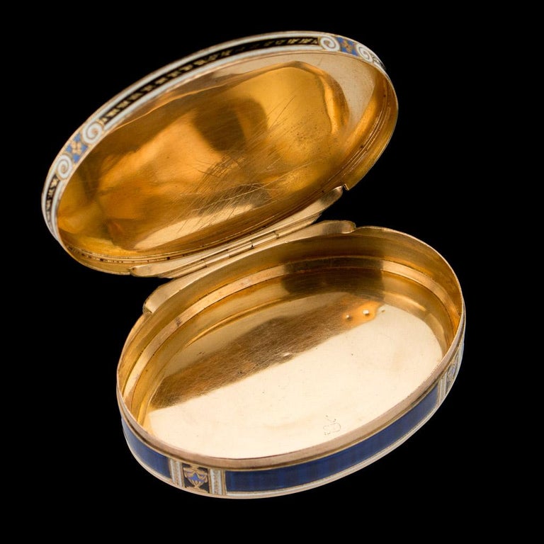 Antique 19th Century Swiss Gold and Hand Painted Enamel Snuff Box ...