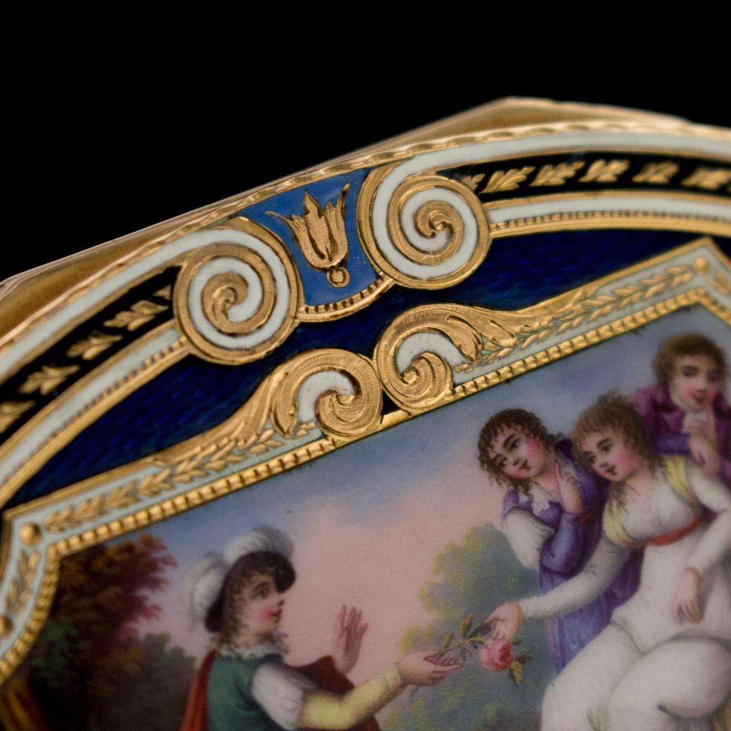 Antique 19th Century Swiss Gold and Hand Painted Enamel Snuff Box ...