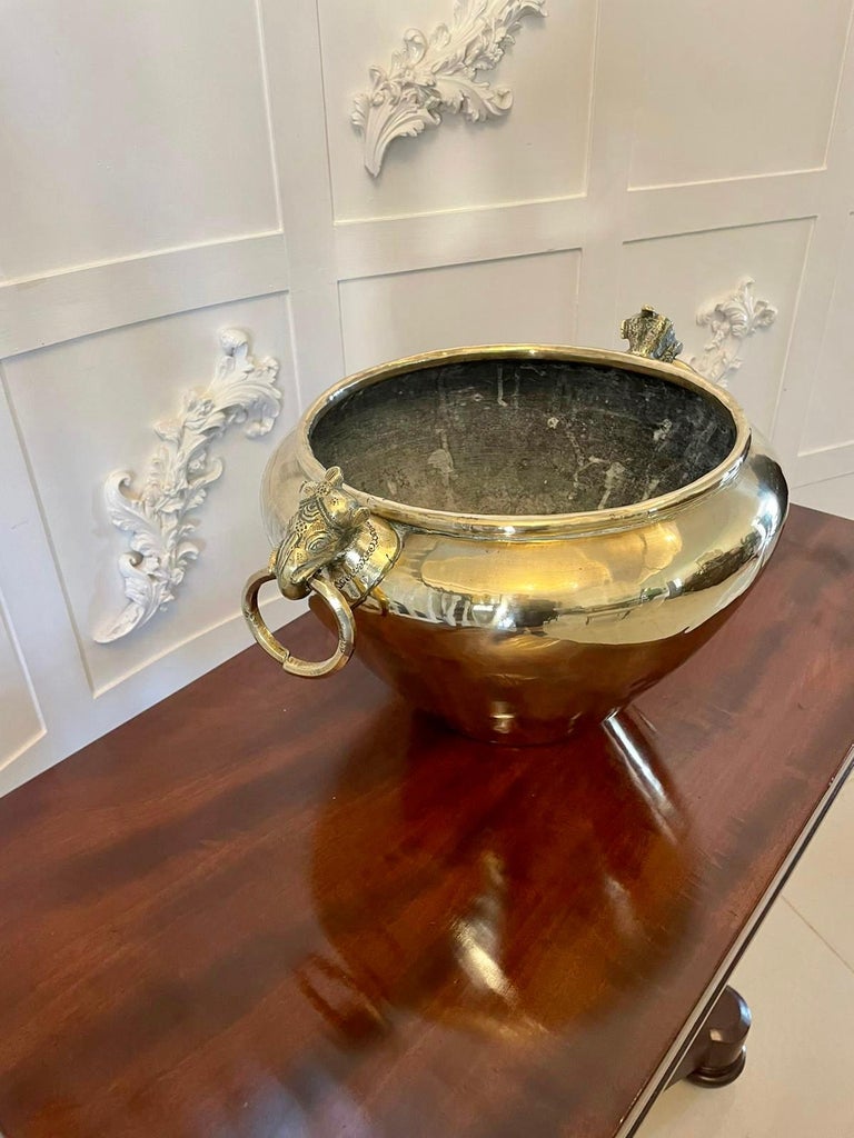 Antique 19th Century Victorian Brass Cauldron at 1stDibs