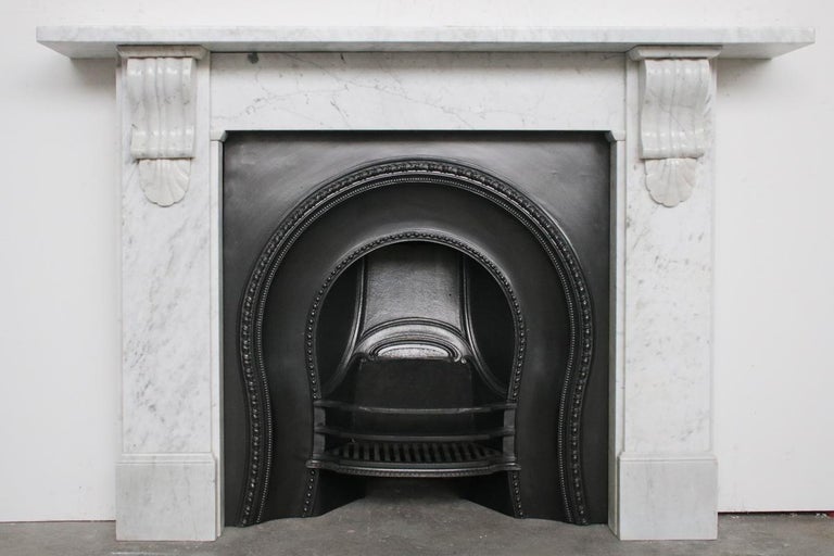 Antique 19th Century Victorian Carrara Marble Fireplace Surround at 1stDibs