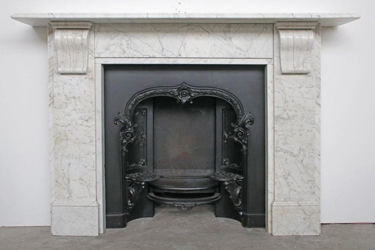 Antique 19th Century Victorian Carrara Marble Fireplace Surround at 1stDibs