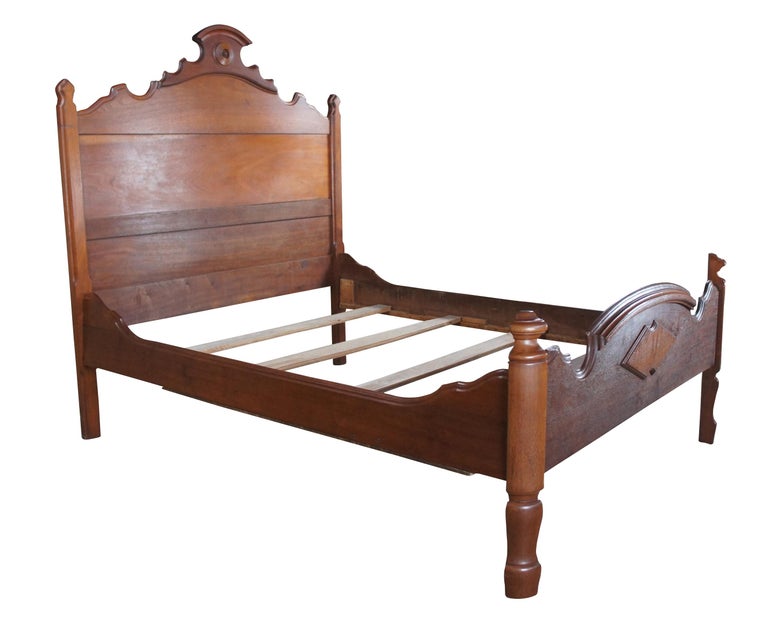 Antique 19th Century Victorian Eastlake Carved Walnut Custom Bed Frame ...