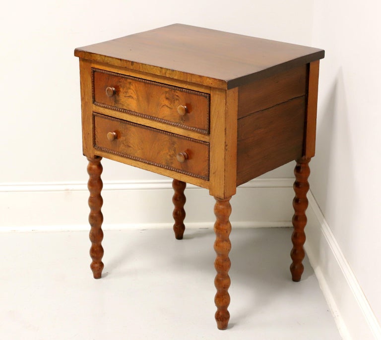 Antique 19th Century Walnut Two Drawer Side Table with Bobbin Legs For ...