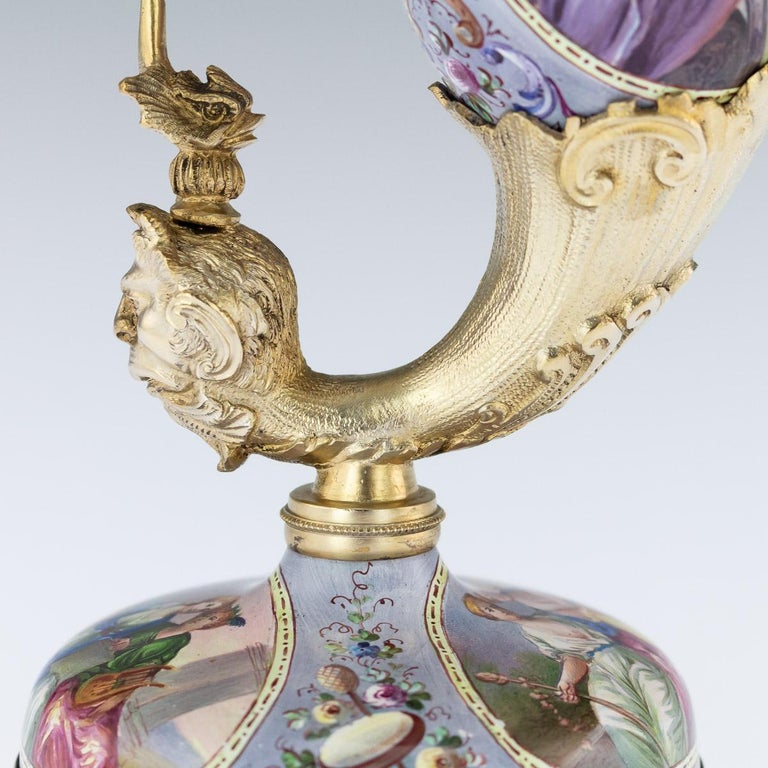 Antique Austrian Solid Silver-Gilt and Enamel Ewer, Ludwig Politzer ...