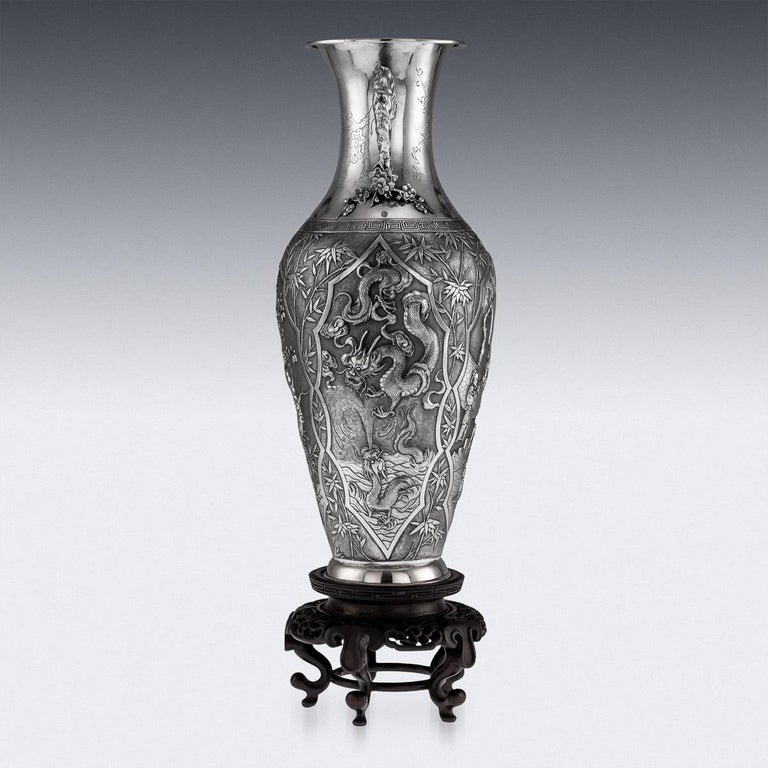 Antique Chinese Export Solid Silver Massive Vase, Cum Wo, circa 1890 at ...