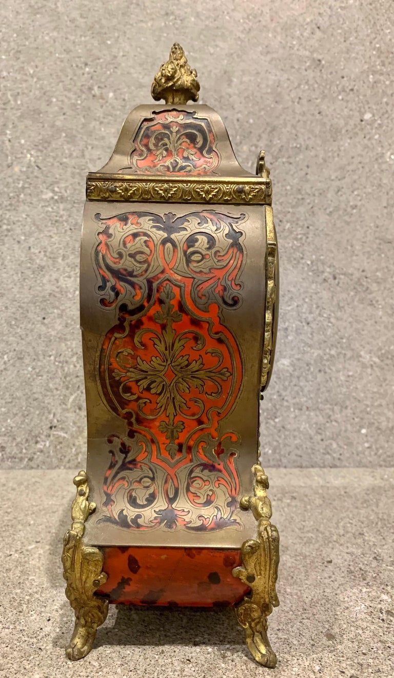 Antique 19thc French 8 Day Bell Striking Red Shell and Inlaid Boulle ...