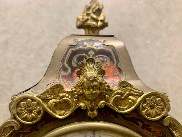 Antique 19thc French 8 Day Bell Striking Red Shell and Inlaid Boulle ...