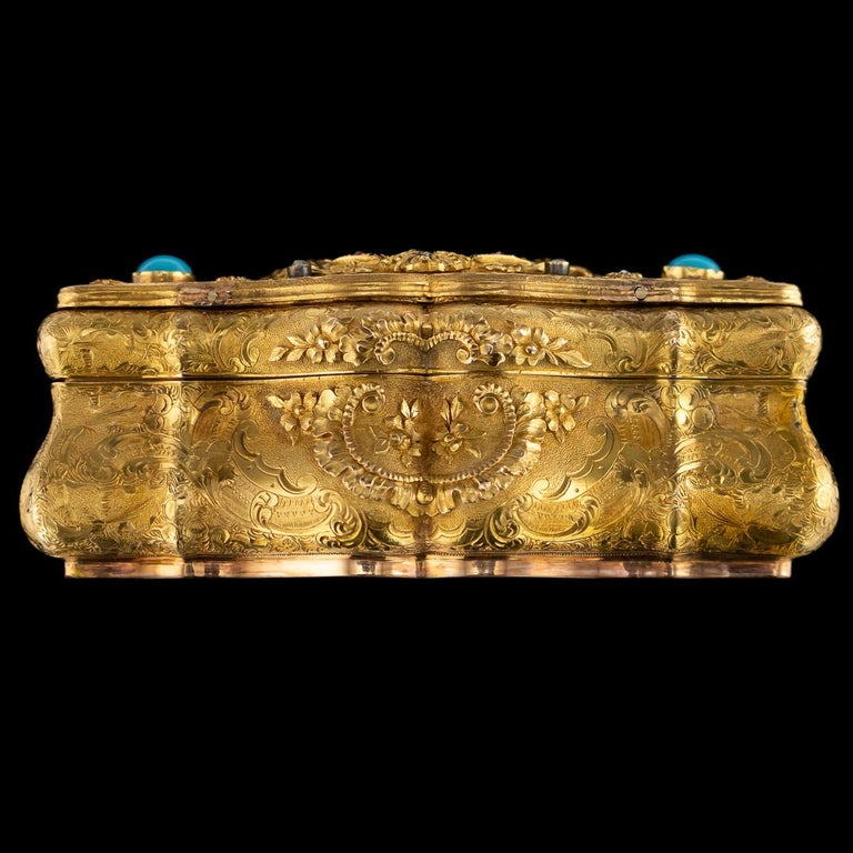 19th Century German Gem Set 14-karat Gold and Miniature Snuff Box ...