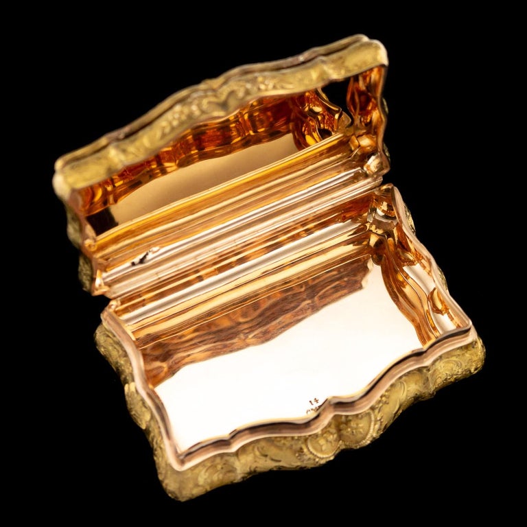 19th Century German Gem Set 14-karat Gold and Miniature Snuff Box ...