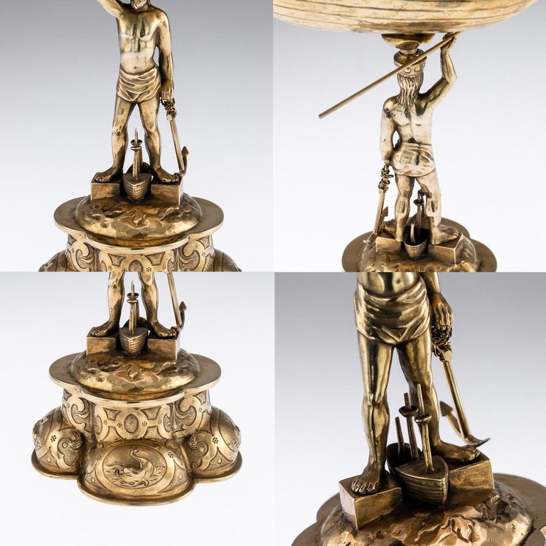Antique German Solid Silver-Gilt Impressive Figurative Neff Ship, circa ...