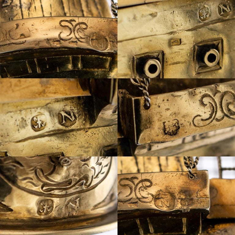 Antique German Solid Silver-Gilt Impressive Figurative Neff Ship, circa ...