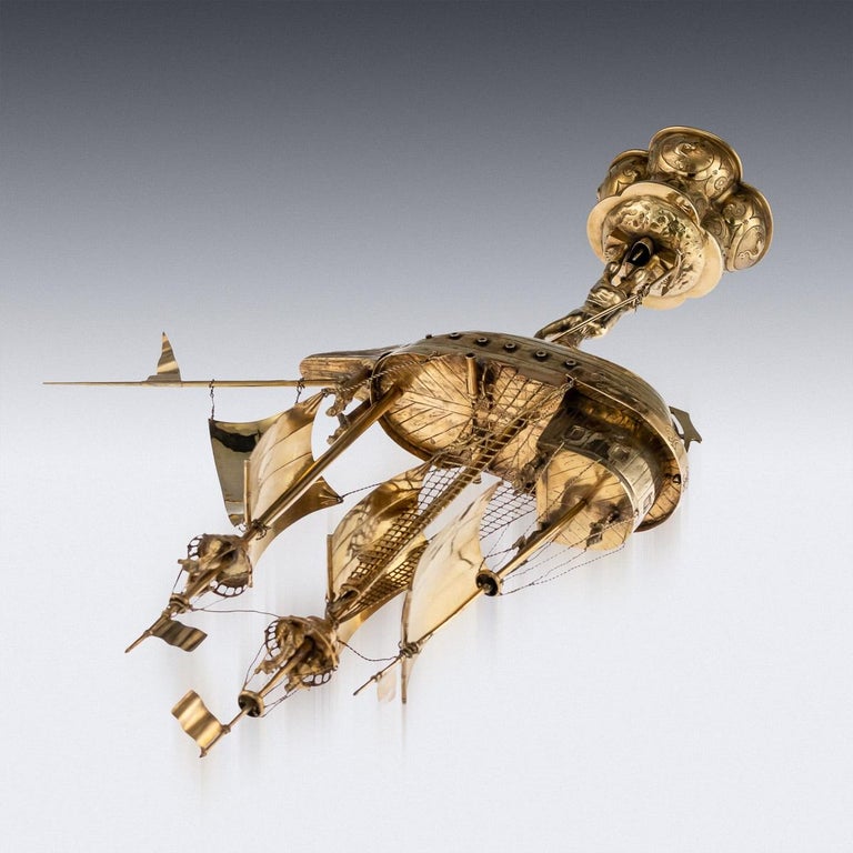 Antique German Solid Silver-Gilt Impressive Figurative Neff Ship, circa ...