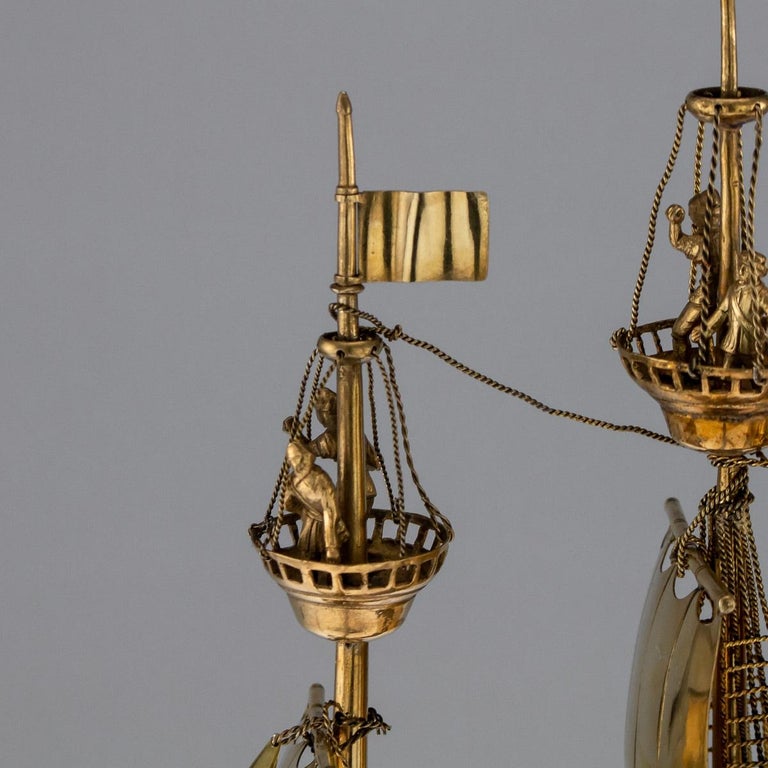 Antique German Solid Silver-Gilt Impressive Figurative Neff Ship, circa ...