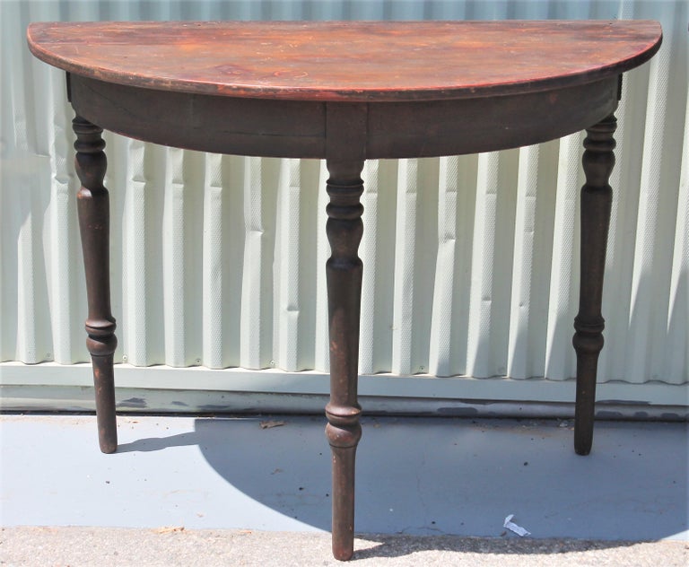 Antique 19th Century Original Painted Demi Loon Side Tables, Pair at ...