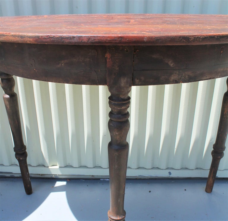 Antique 19th Century Original Painted Demi Loon Side Tables, Pair at ...