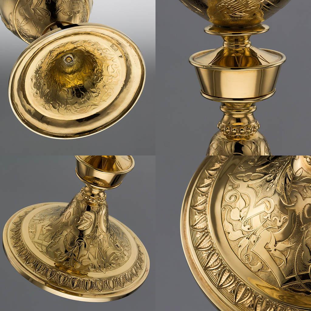 Antique Victorian Solid Silver Gilt Trophy Cup and Cover, London, circa ...