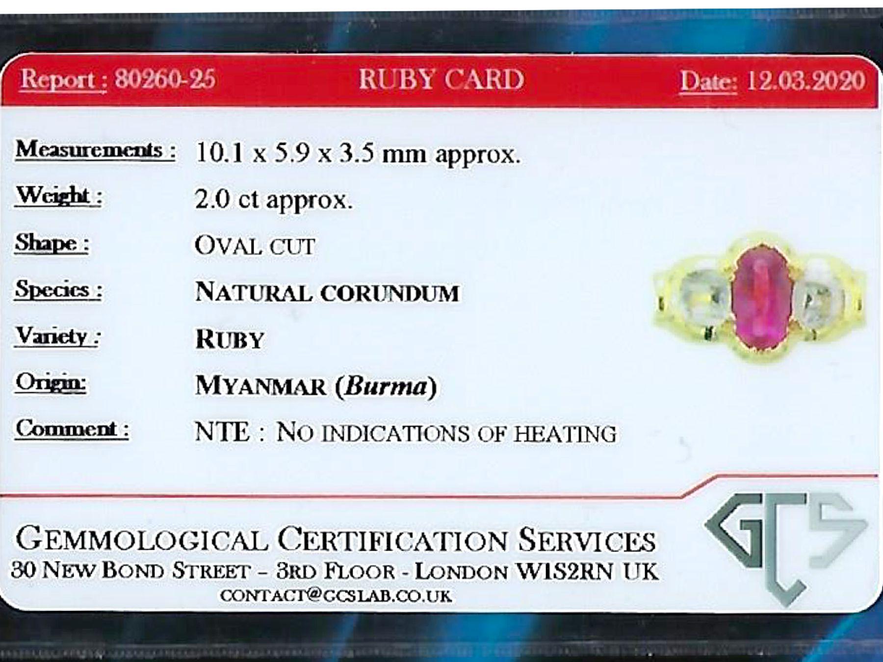 Antique 2 Carat Oval Cut Ruby and Diamond Yellow Gold Cocktail Ring For ...