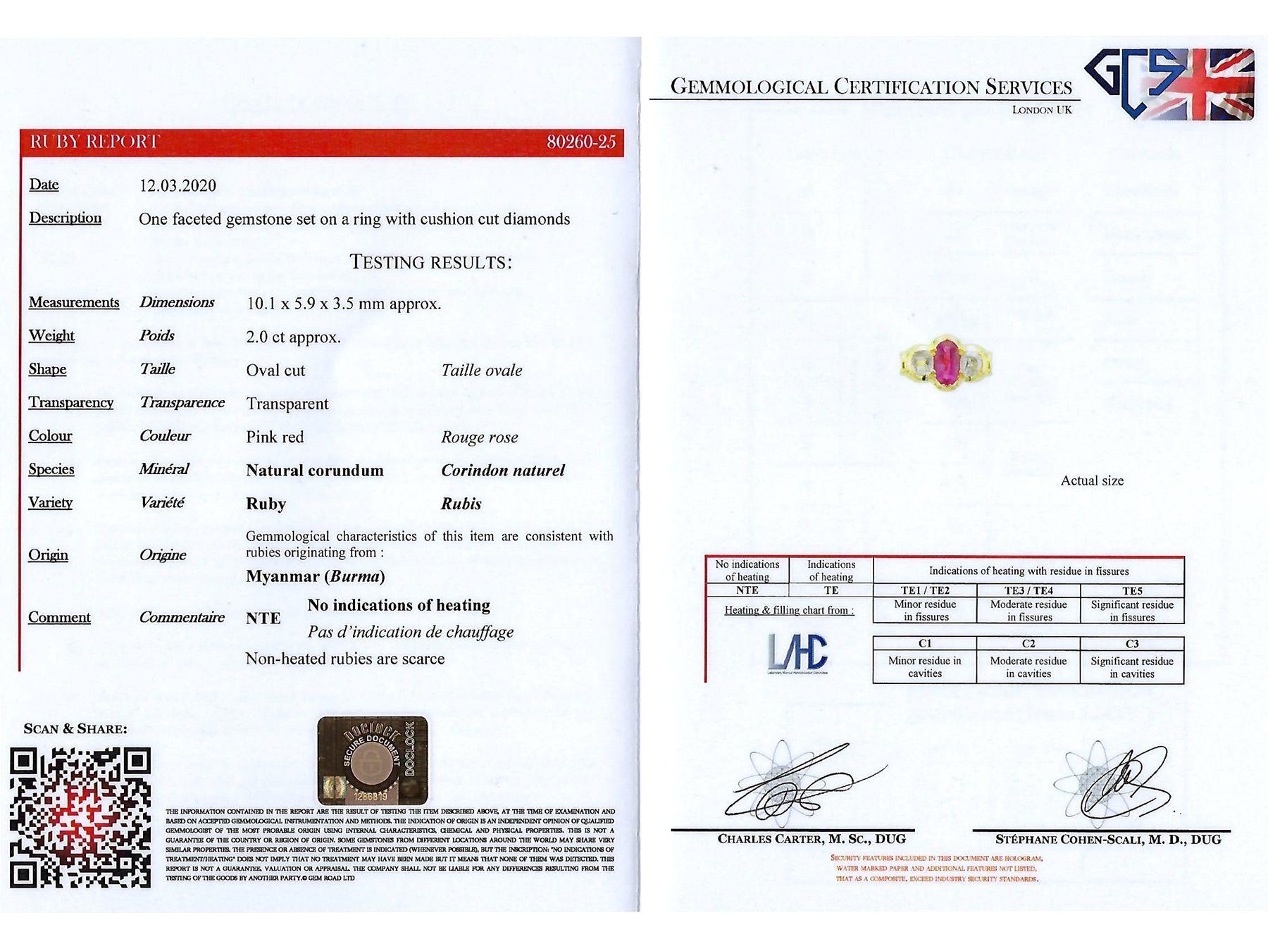 Antique 2 Carat Oval Cut Ruby and Diamond Yellow Gold Cocktail Ring For ...