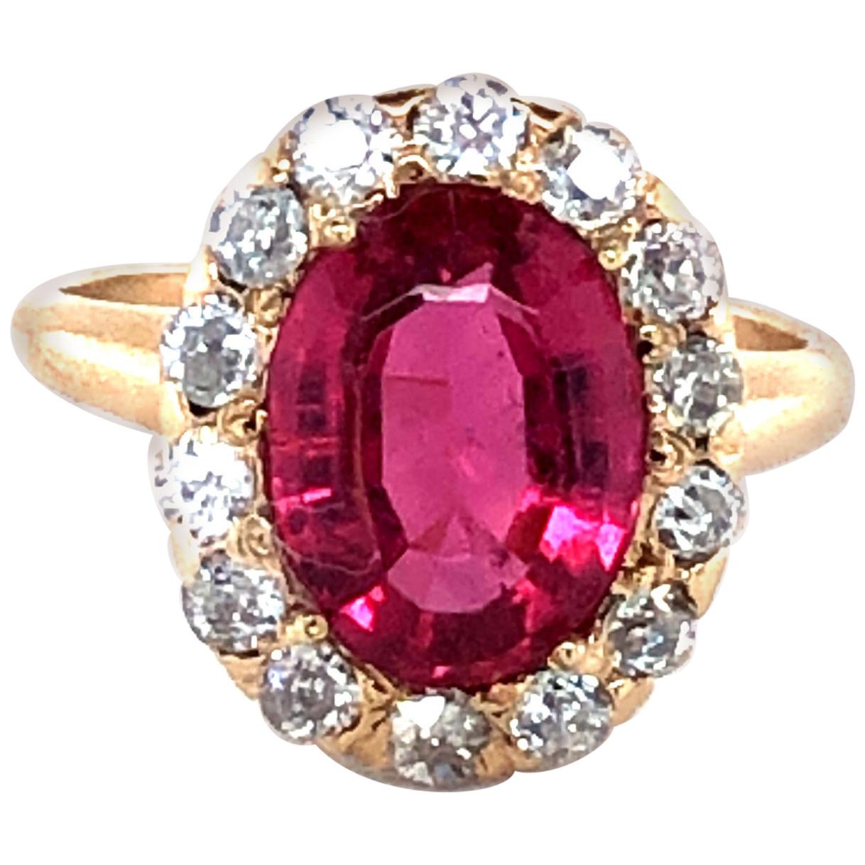 Antique 2 Carat Ruby and 0.65 Carat Old European Diamond Ring, circa ...