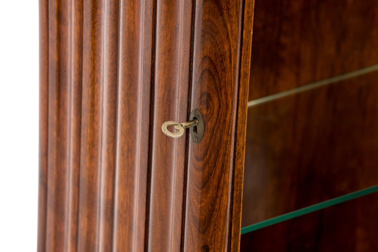 Antique 20th Century Art Deco Fluted Dry Bar in Teak Wood with Glazed ...