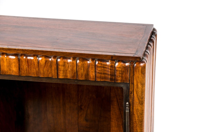 Antique 20th Century Art Deco Fluted Dry Bar in Teak Wood with Glazed ...