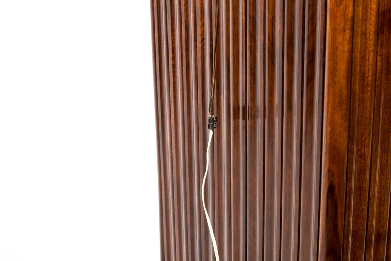 Antique 20th Century Art Deco Fluted Dry Bar in Teak Wood with Glazed ...