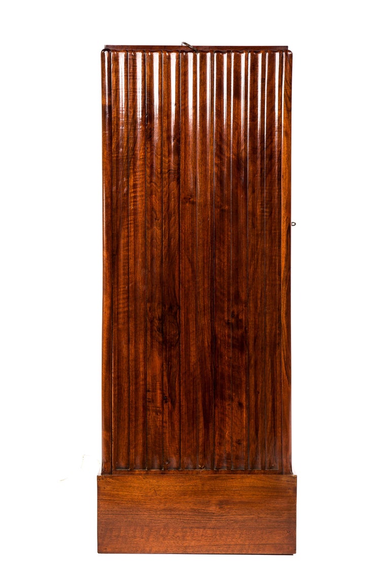 Antique 20th Century Art Deco Fluted Dry Bar in Teak Wood with Glazed ...