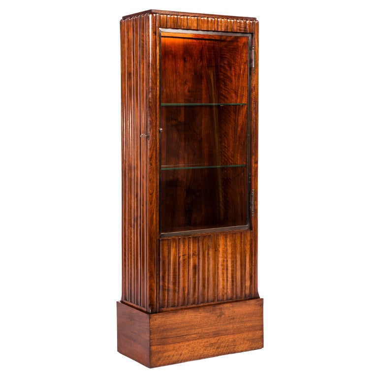 Antique 20th Century Art Deco Fluted Dry Bar in Teak Wood with Glazed ...
