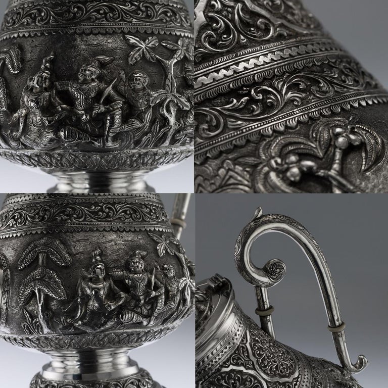 Antique 20th Century Burmese Solid Silver Tea and Coffee Set on Tray ...