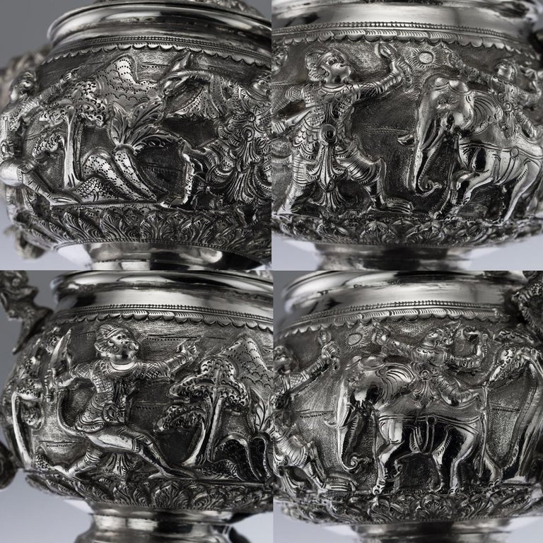 Antique 20th Century Burmese Solid Silver Tea and Coffee Set on Tray ...