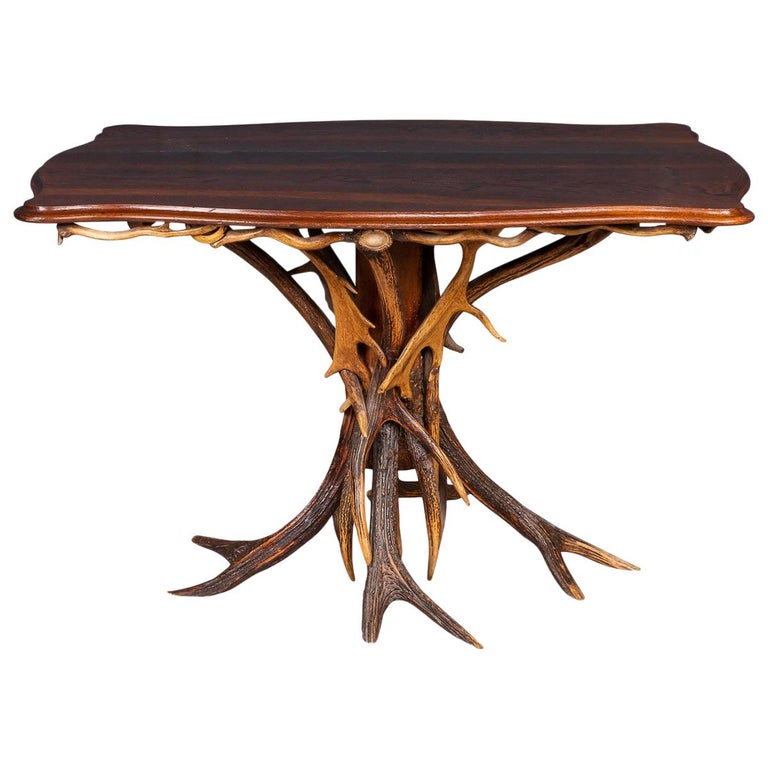 Antique 20th Century German Antler Horn Dining Table, Black Forest ...